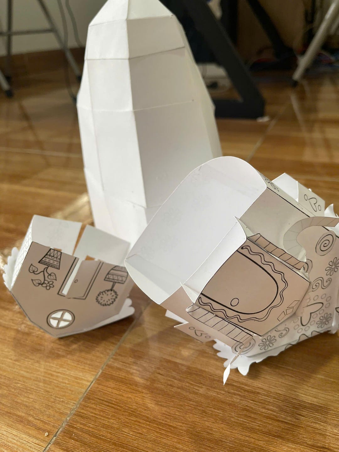 DIY 3D Papercraft Ghost With Collapsible Paper Houses - Etsy