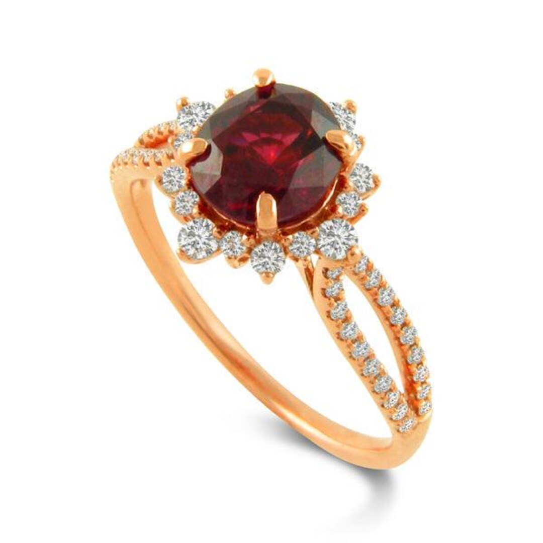 Rubina Crest Ring With 1.55 Carat Gia No Heat Ruby and 0.39 Carat ...