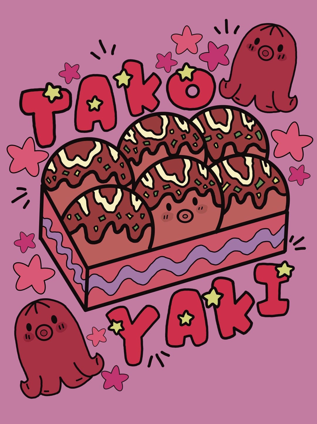 Cute Takoyaki Coloring Page PNG - Etsy