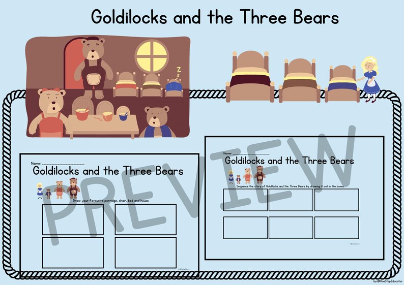 Goldilocks and the Three Bears Sequence Story - Etsy