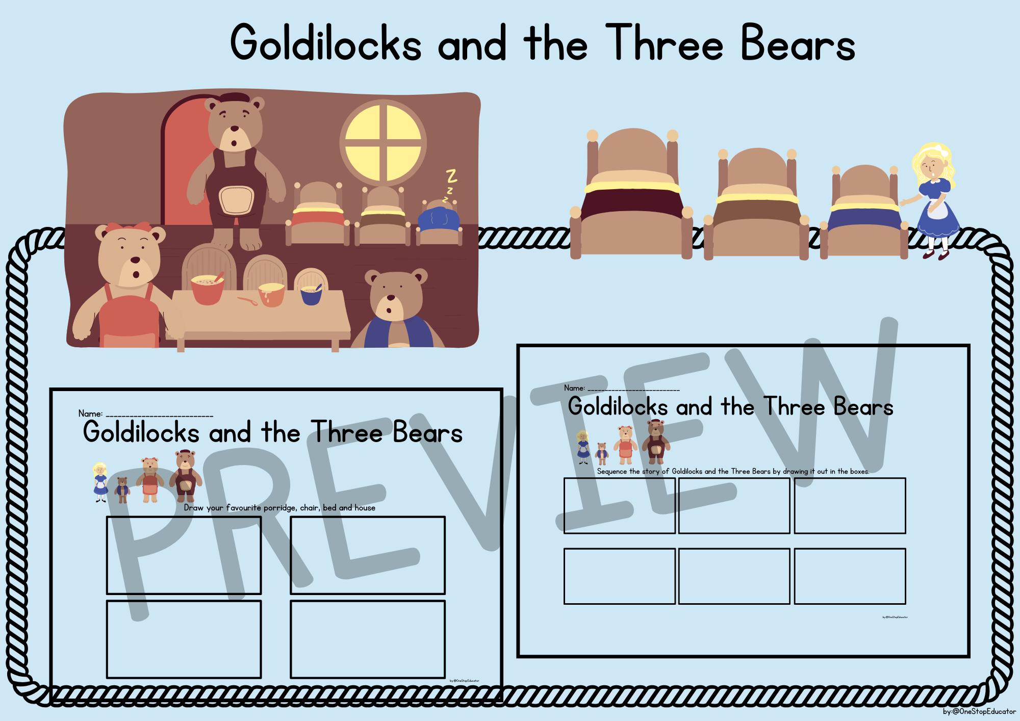 Goldilocks and the Three Bears Sequence Story - Etsy