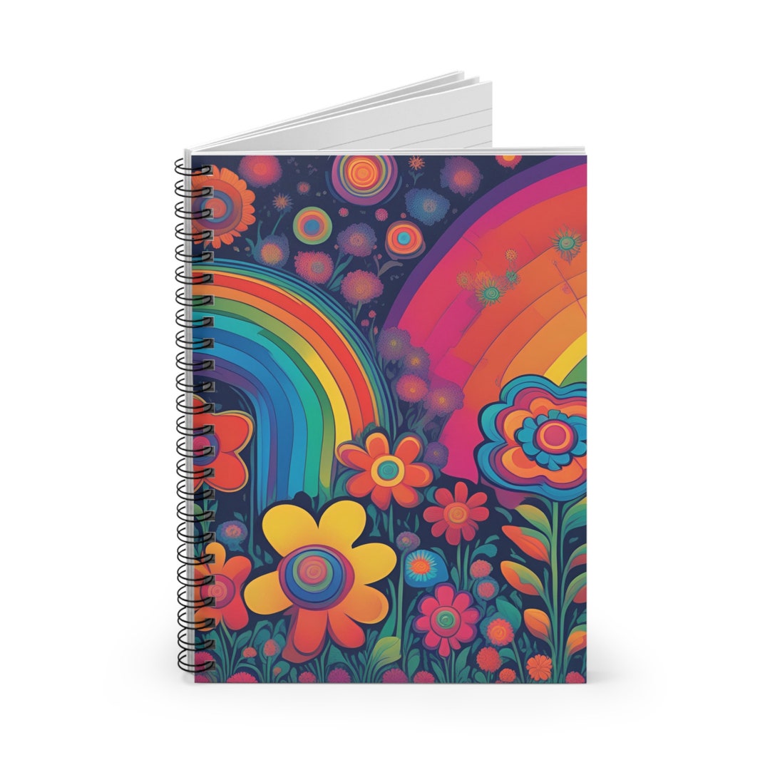 Psychedelic Rainbow Spiral Notebook Ruled Line - Etsy