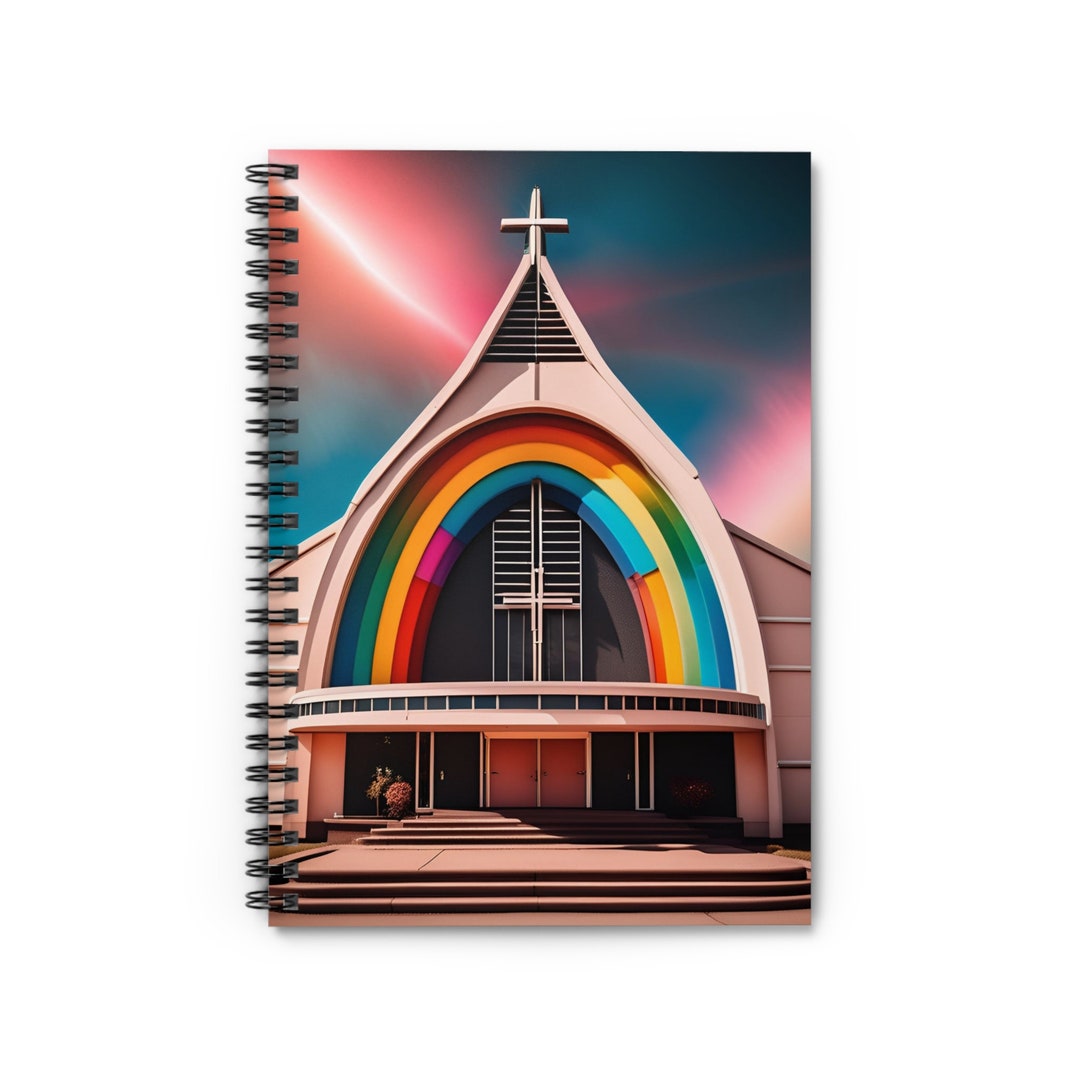 Futuristic MCM Atomic Rainbow Church Spiral Notebook Ruled Line - Etsy