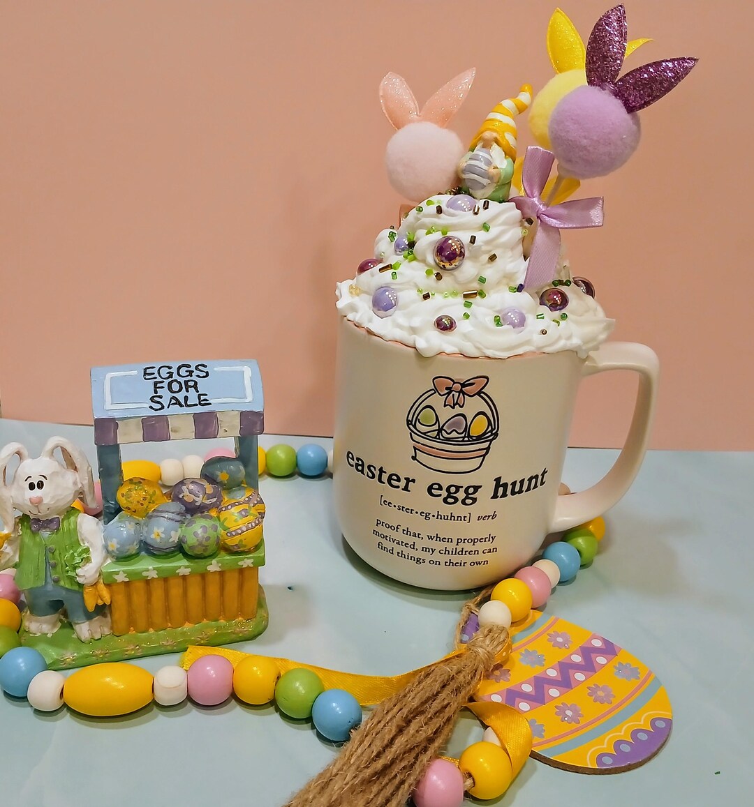 Easter/ Spring Fake Whipped Cream Dessert Mug - Seasonal Decor, Gift ...