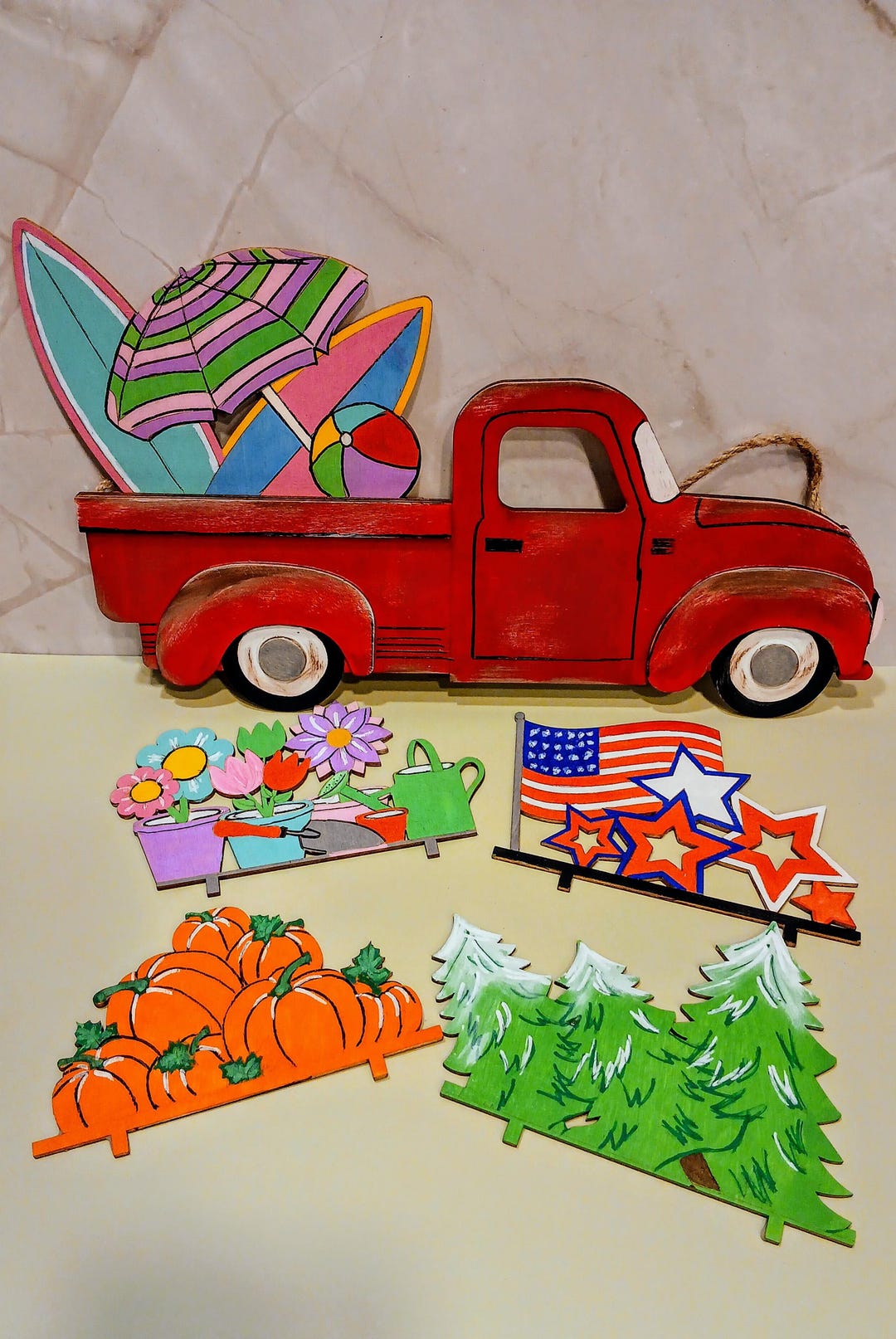 Red Truck Door Hanger: Interchangeable Seasonal Farmhouse Sign - Etsy