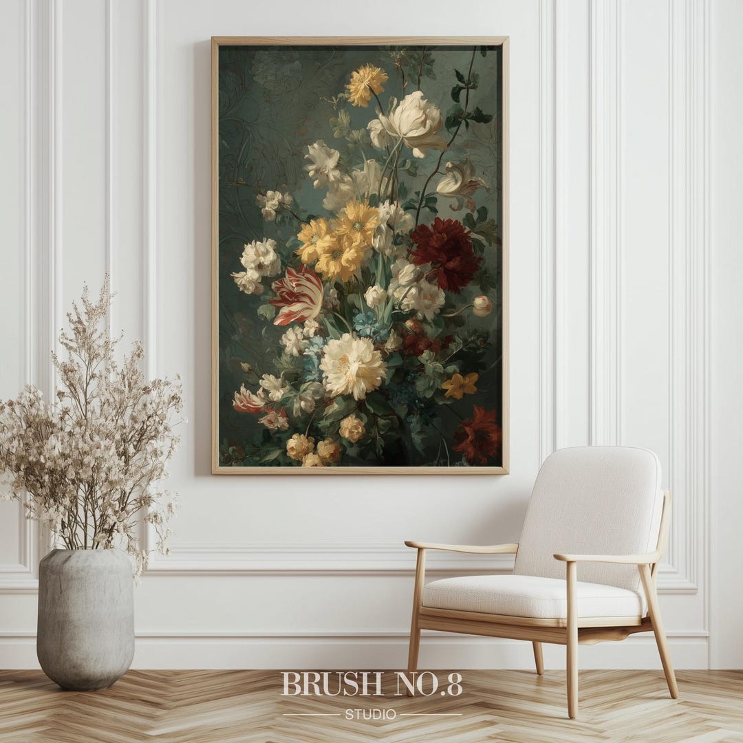 Baroque Floral Print: Rococo Flower Bouquet, Vintage Dutch Still Life ...