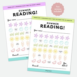Summer Reading Chart for Kids, Summer Chart for Kids, Summer Printables ...