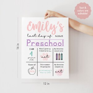 Last Day of Preschool, Milestone Poster Template, End of School Year ...