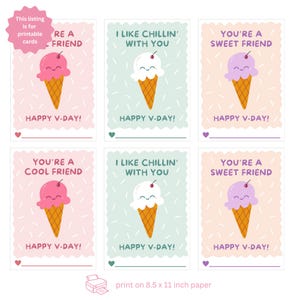 Kids Valentines Cards, Ice Cream Valentine, School Valentines Printable ...