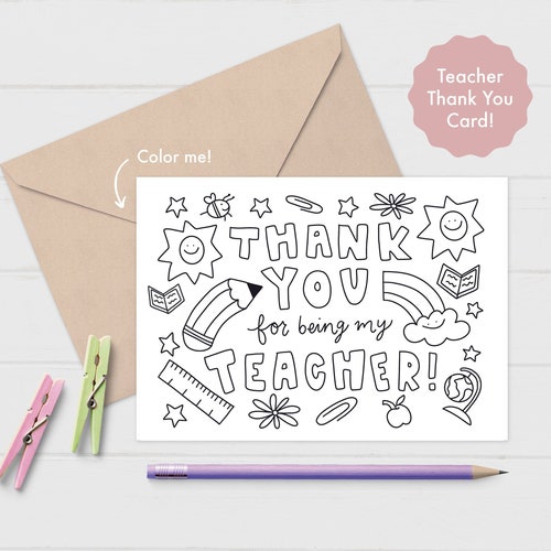 Printable Teacher Appreciation Coloring Card Instant Digital - Etsy