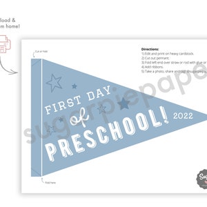 First Day of School Pennant Flag Back to School Printable - Etsy