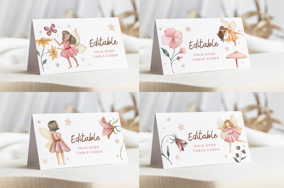 Fairy Theme Decorations, Birthday Table Card, Birthday Name Cards, Tea ...
