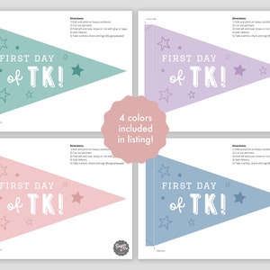 First Day of TK Pennant Instant Download, First Day Printable School ...
