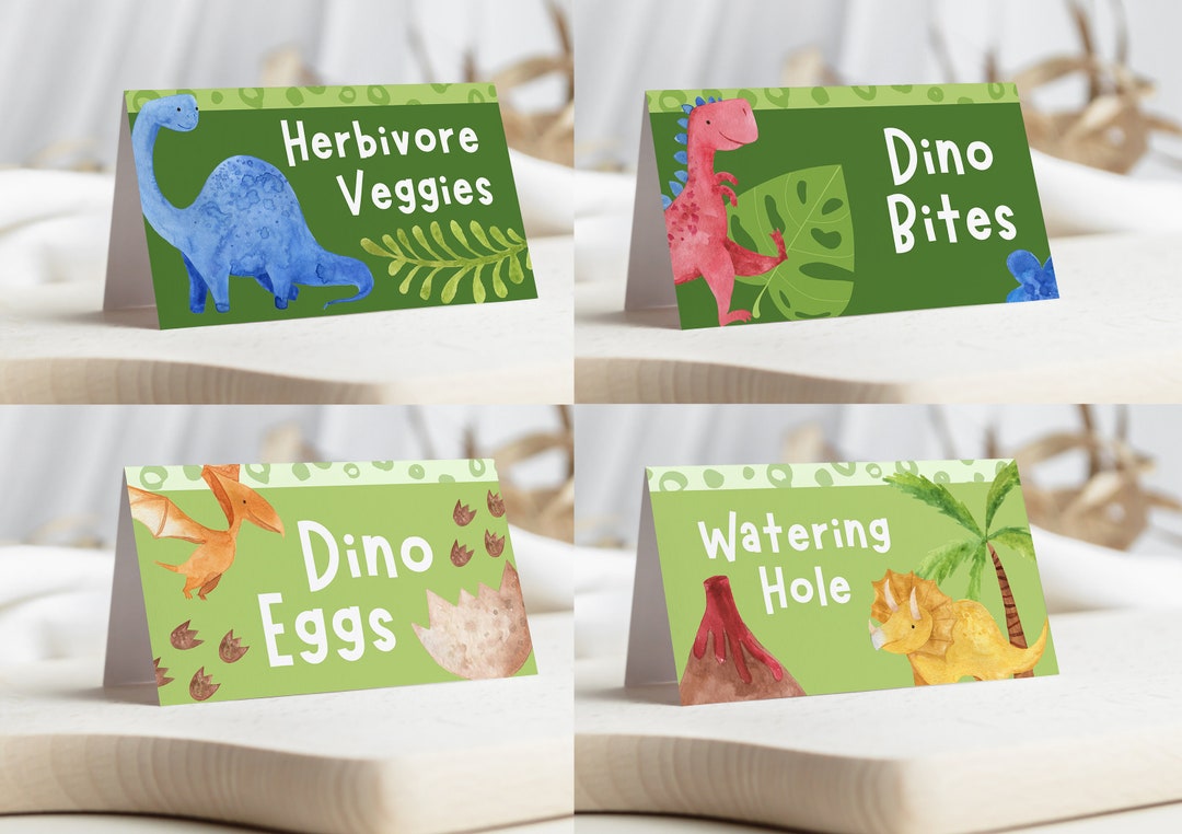 Dinosaur Birthday Food Labels, Dinosaur Table Tents, Dinosaur Birthday ...
