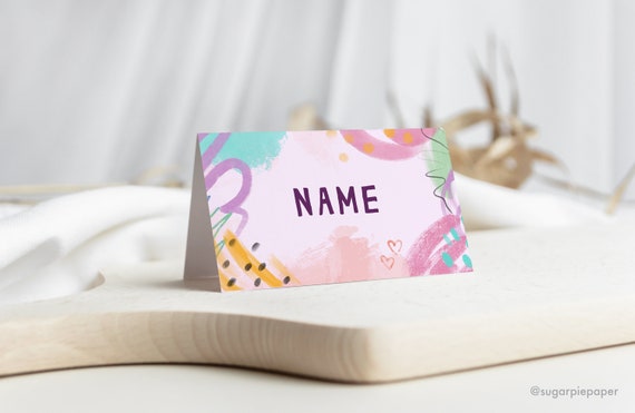 Editable Name Cards for Kids Art Birthday Party | Etsy
