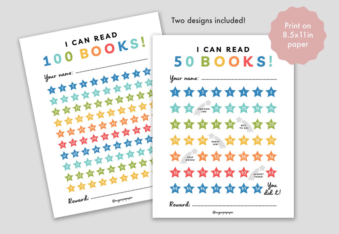 Reading Challenge Chart Homeschool Printables Summerkids - Etsy