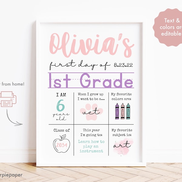 First Day of 1st Grade - Etsy