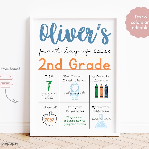 First Day of School Sign Printable - Etsy