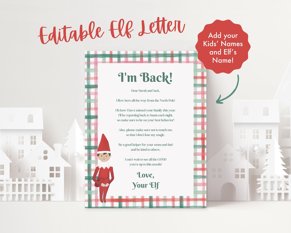 Elf Welcome Letter Elf Arrival Letter Personalized Elf - Etsy