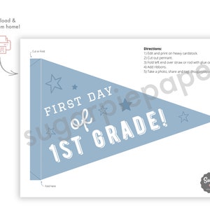 Back to School Printable Sign, Pennant Flag Mockup, First Day of 1st ...