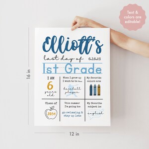 Last Day of School Sign Printable, Last Day of 1st Grade, End of School ...
