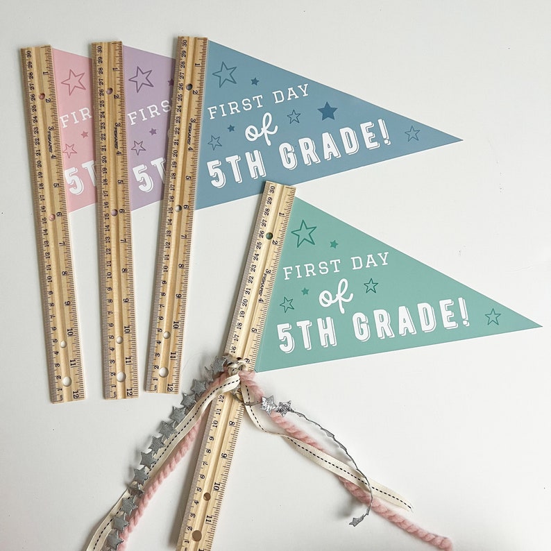 Back to School Sign Digital, Pennant Flag School, First Day of School ...