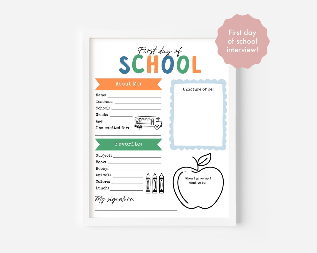 First Day of School Interview, Back to School Printable, Back to School ...
