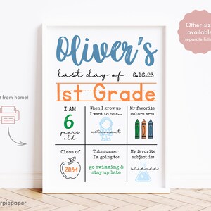 Last Day of School Sign Printable, Last Day of 1st Grade, End of School Party, Milestone Poster ...
