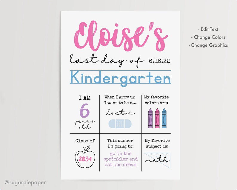 End of the Year Printable Last Day of School Sign School | Etsy