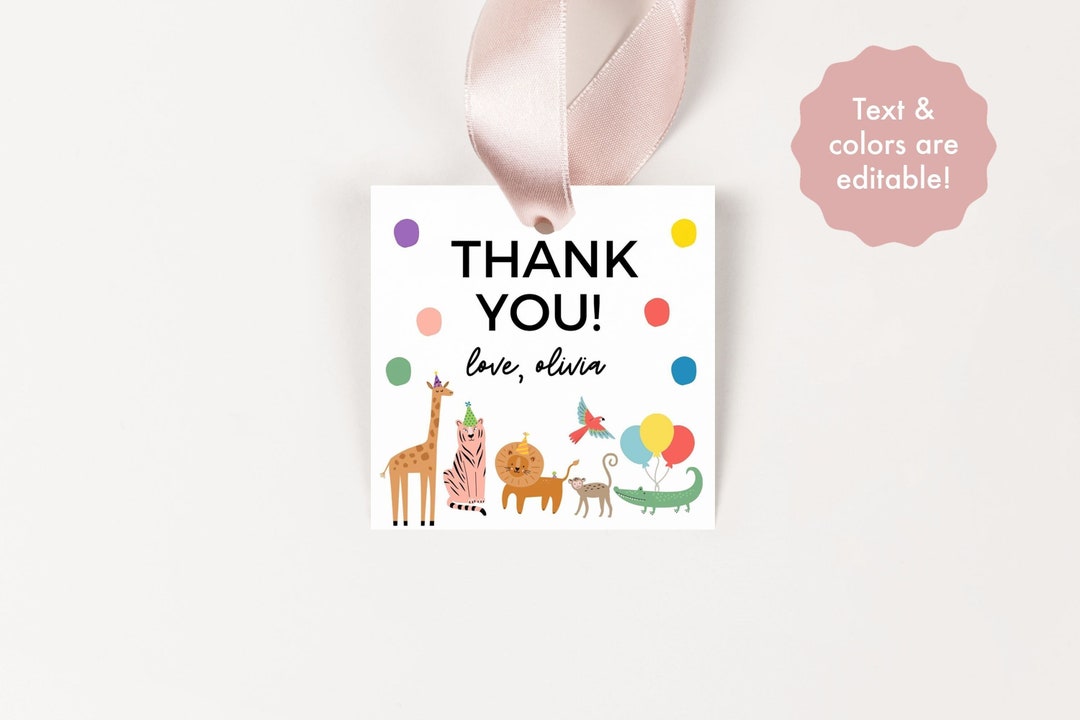 Animal Birthday Party Favor Tags, Party Animals Birthday Theme ...