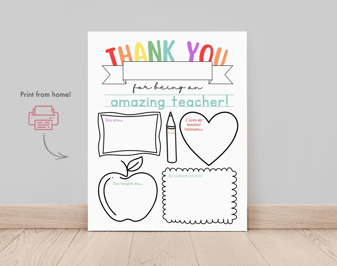 Thank You Teacher Printable, Teacher Appreciation Gift, End of the ...