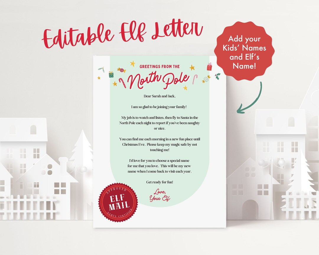 Elf Letter Printable, Editable Elf Welcome Back Letter, Elf Farewell ...