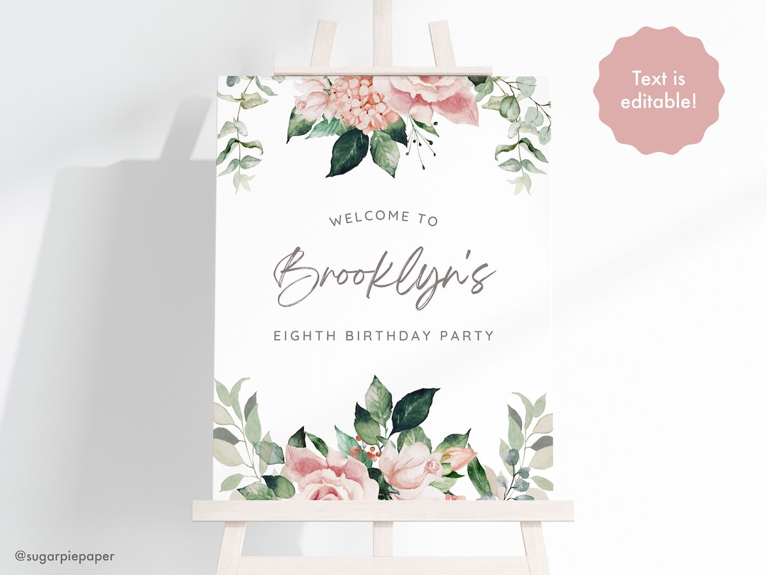 Garden Party Welcome Sign, Girl Birthday Party Decorations, Garden ...