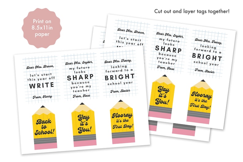 First Day of School Gift Tag, Back to School Gifts for Teachers ...