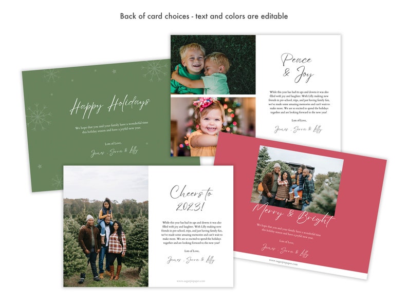 Simple Christmas Card Template,photo Holiday Cards,printable Christmas ...