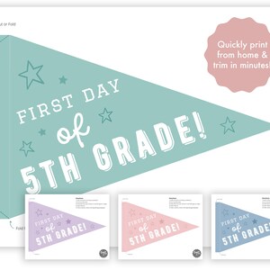 Back to School Sign Digital, Pennant Flag School, First Day of School ...