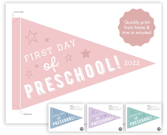 First Day of School Pennant Flag Back to School Printable - Etsy