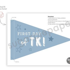 First Day of TK Pennant Instant Download, First Day Printable School ...