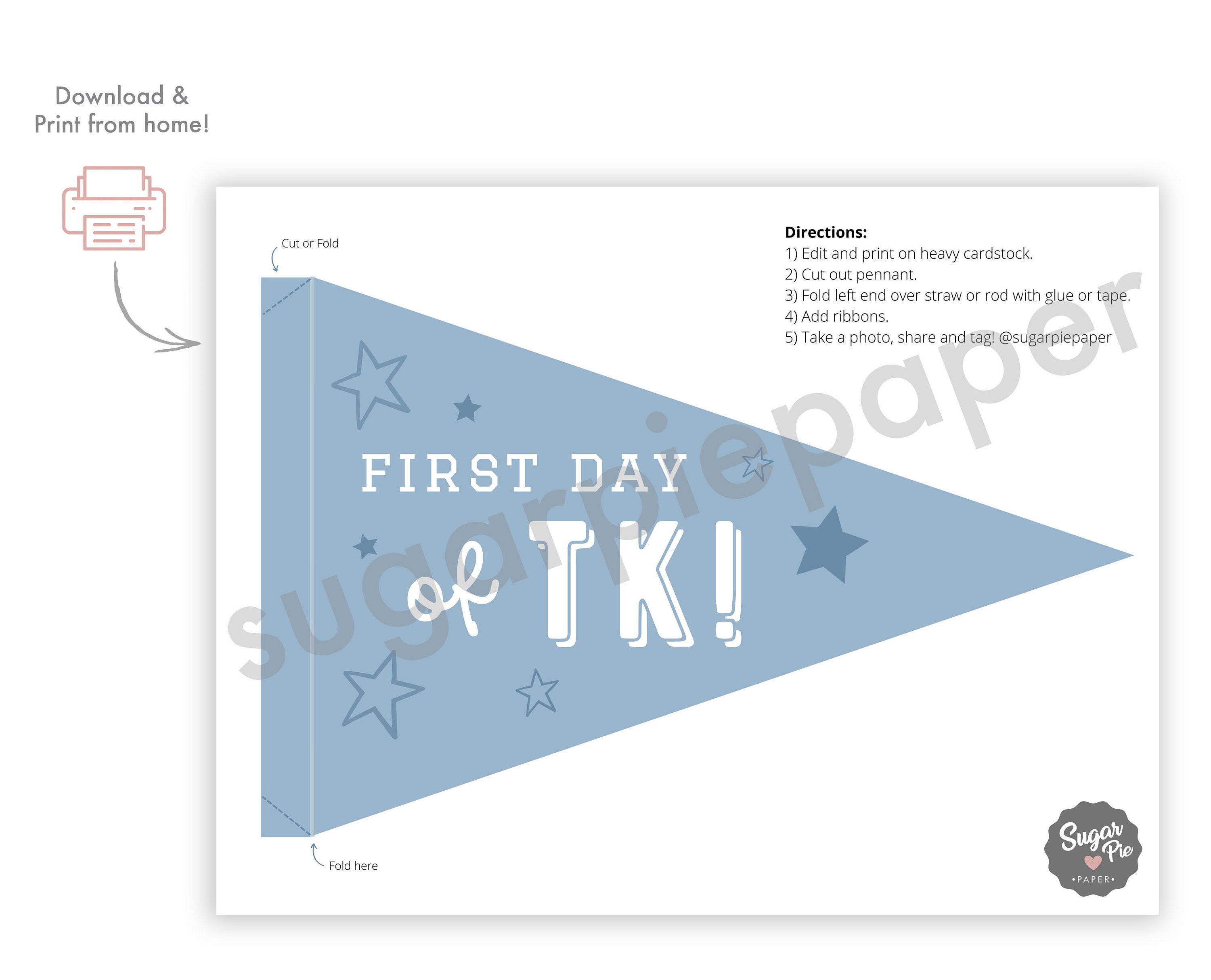First Day of TK Pennant Instant Download, First Day Printable School ...