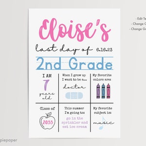 Last Day of School Sign, End of School Year Sign, Personalized School ...