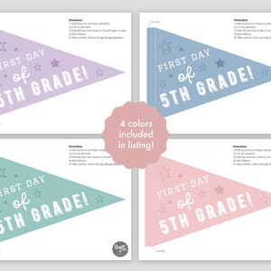 Back to School Sign Digital, Pennant Flag School, First Day of School ...