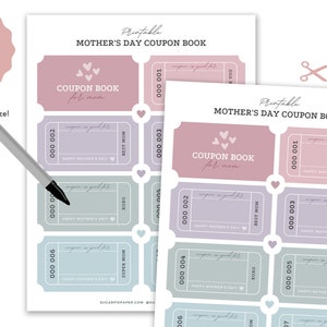 Mothers Day Printable Coupon Book, Mothers Day Gifts Ideas, Moms Gift ...
