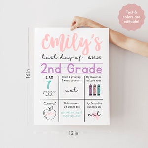 Last Day of School Sign, End of School Year Sign, Personalized School ...