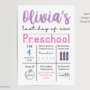 Last Day of Preschool, Preschool Graduation, Chalkboard Sign Graduation ...