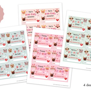 Kids Valentine Cards for School, Printable Valentines Day Tags, Puppy ...