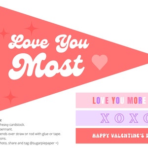 Valentine Printable Flag, Class Valentines, Valentine Props, Valentine ...