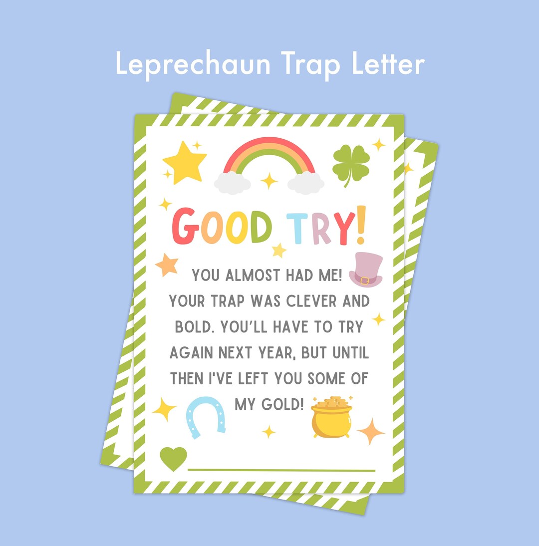 St Patricks Day Kids Printable Leprechaun Letter Printable - Etsy