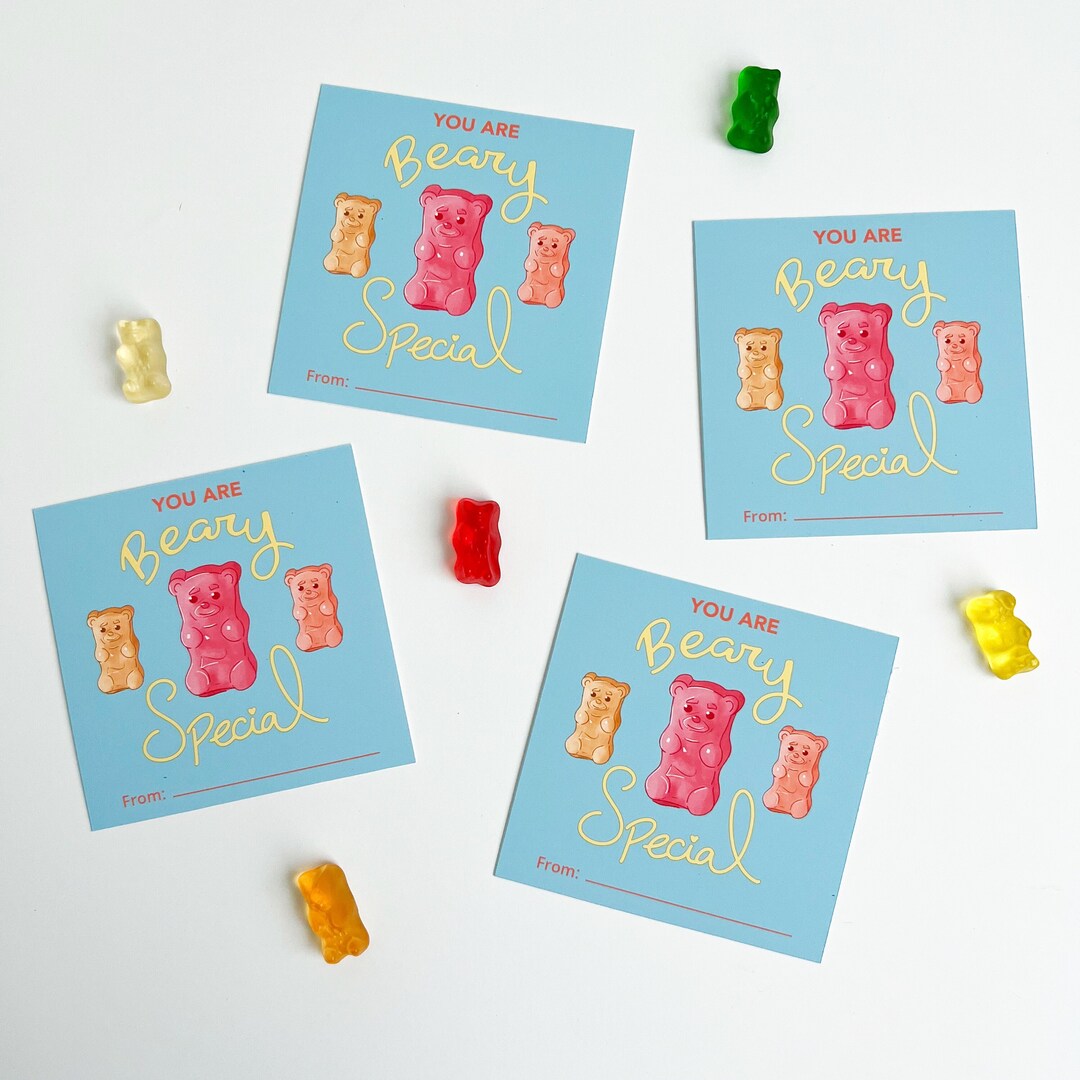 Gummy Bear Valentines Card, Class Valentine Day Gifts, School Valentine ...