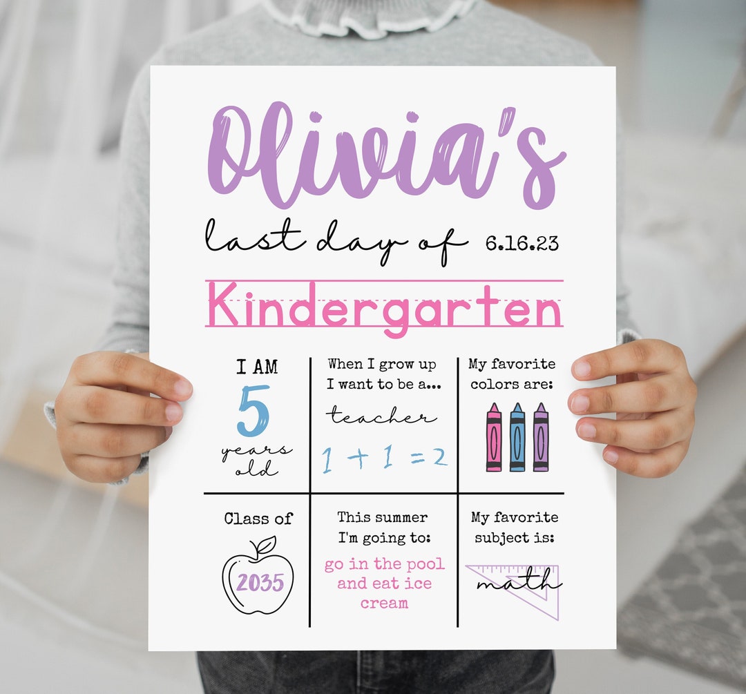 Last Day of Kindergarten, Last Day of School Sign Printable, Milestone ...
