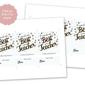 Teacher Appreciation Gift Printable, Best Teacher Ever Tag, Best ...